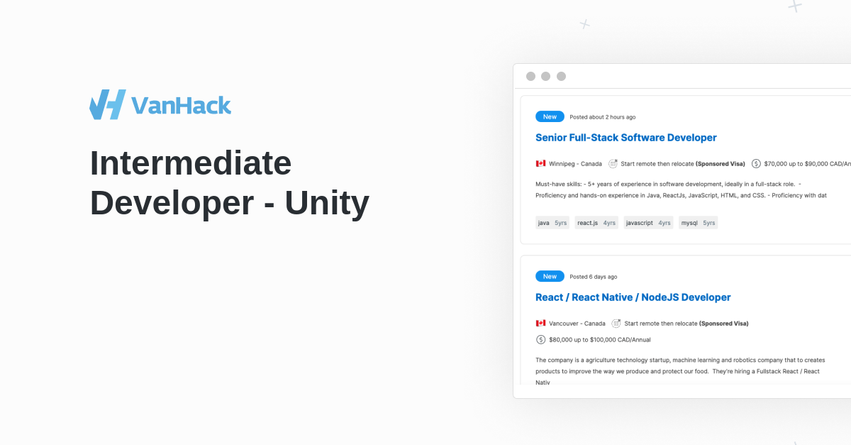 Intermediate Developer - Unity - VanHack